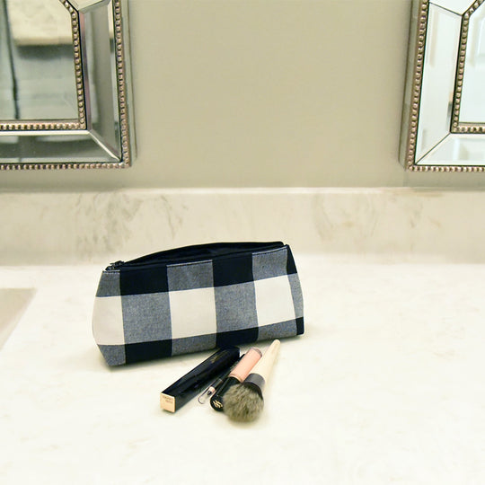 Black and White Buffalo Check Grab N Go Pouch Makeup Bag Travel Access ...